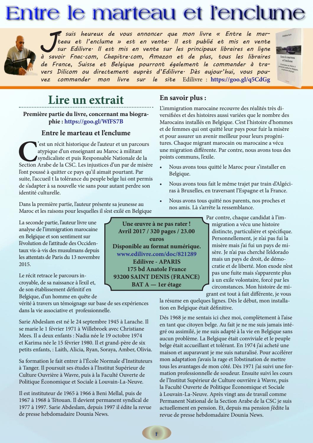 Livre entre le marteau et l'enclume by DouniaNews - Issuu
