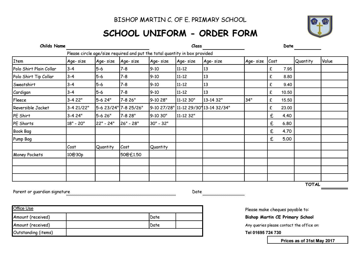 Parents Order Form age 3 years to 13 years from 01.06.17 by Schudio - Issuu