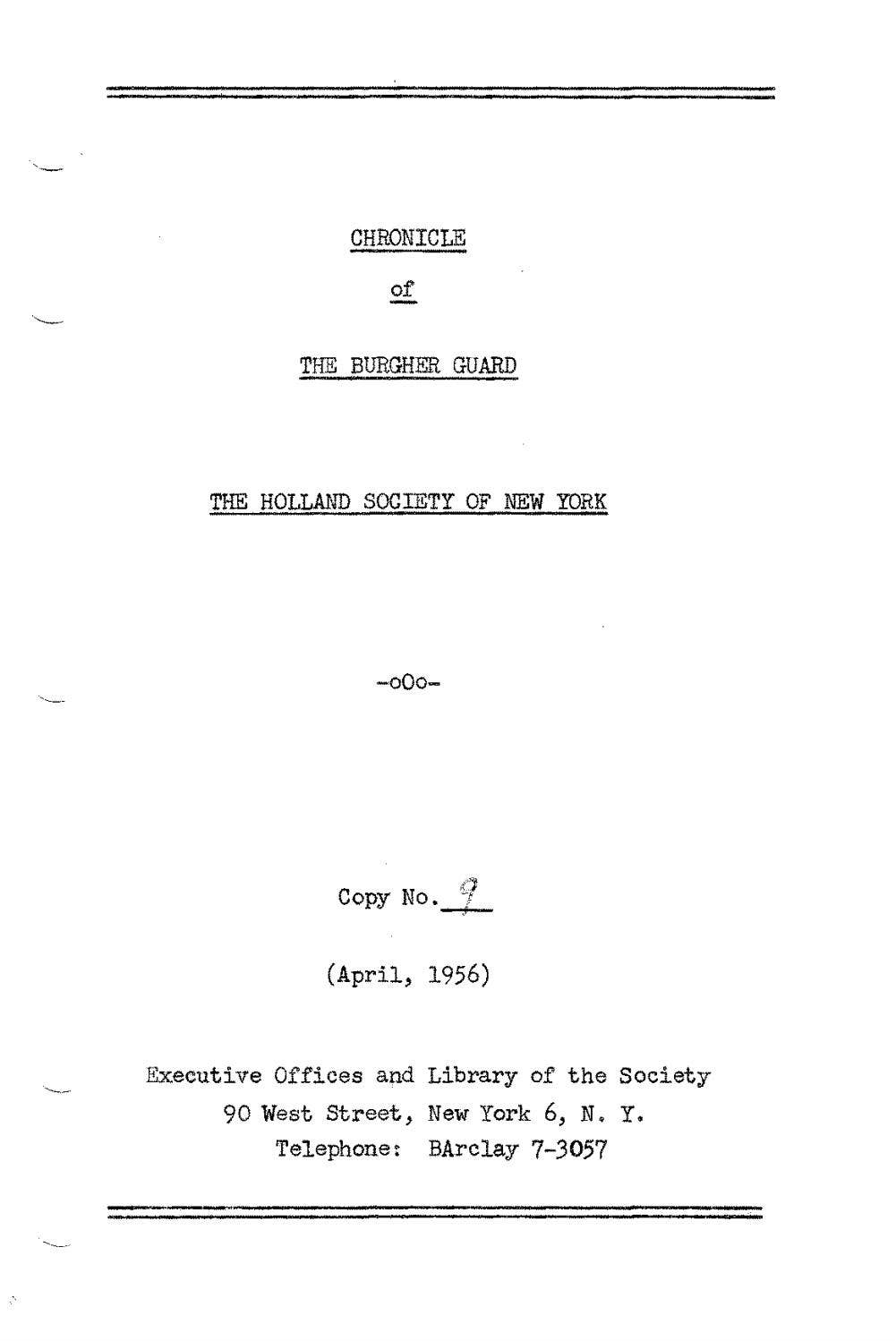 Chronicle of the Burgher Guard: The Holland Society of New York by The ...
