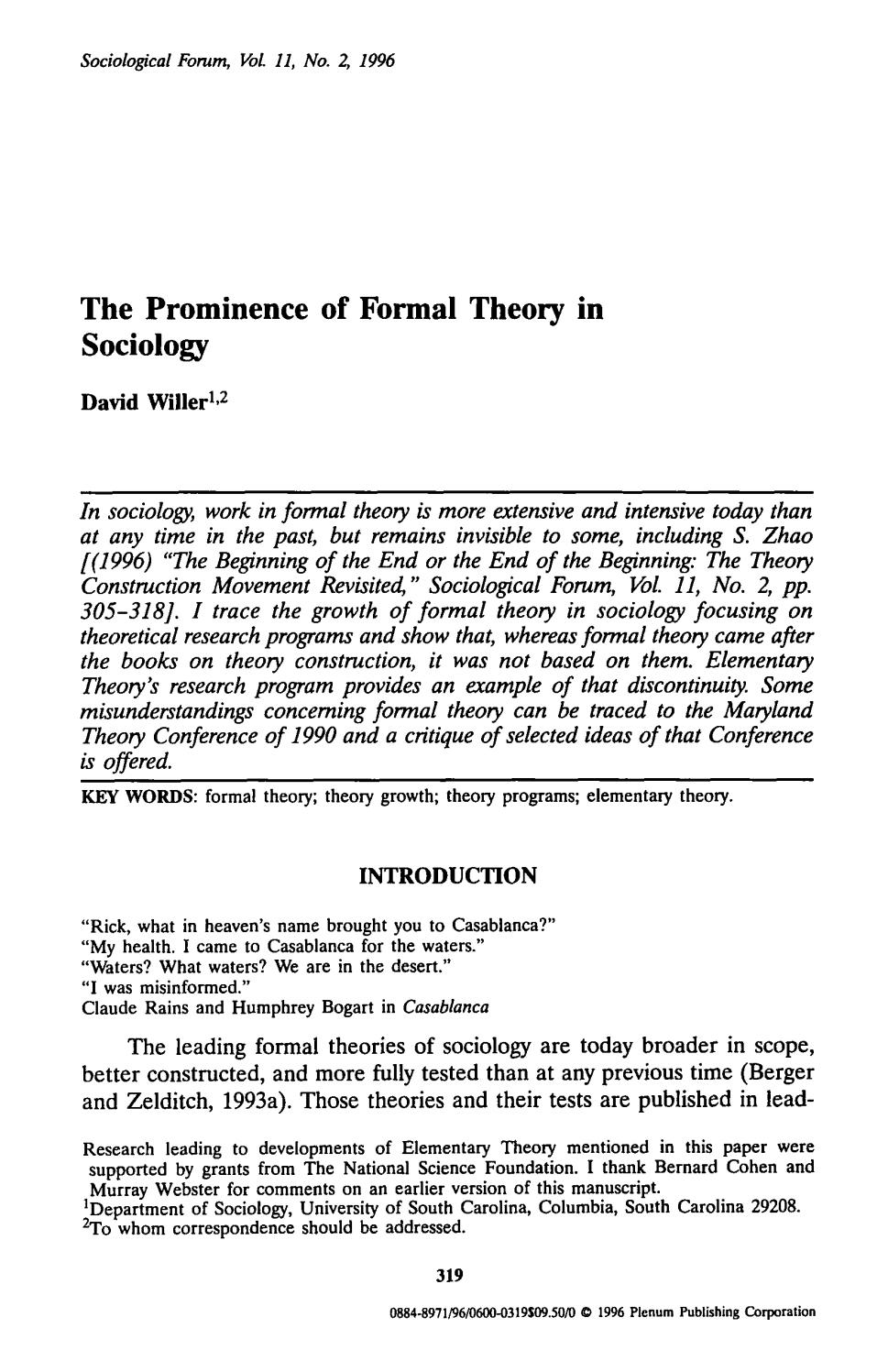 Formal Sociology