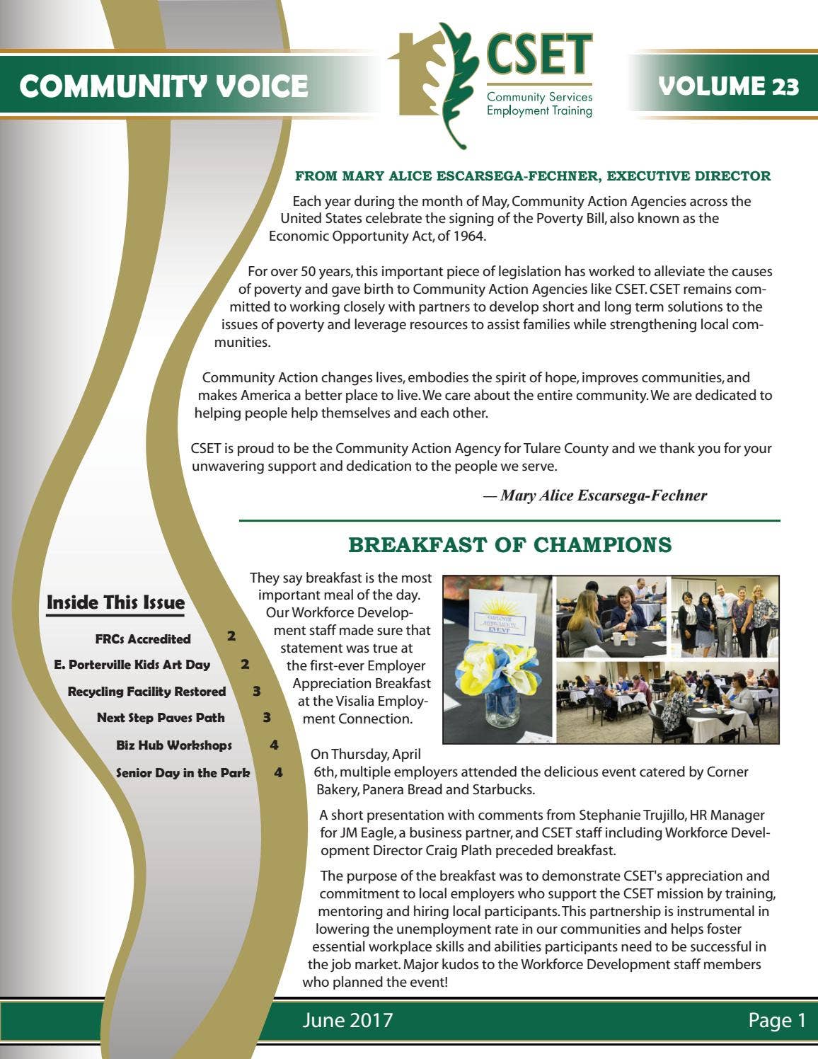 CSET Newsletter - June 2017 by Community Services Employment Training ...