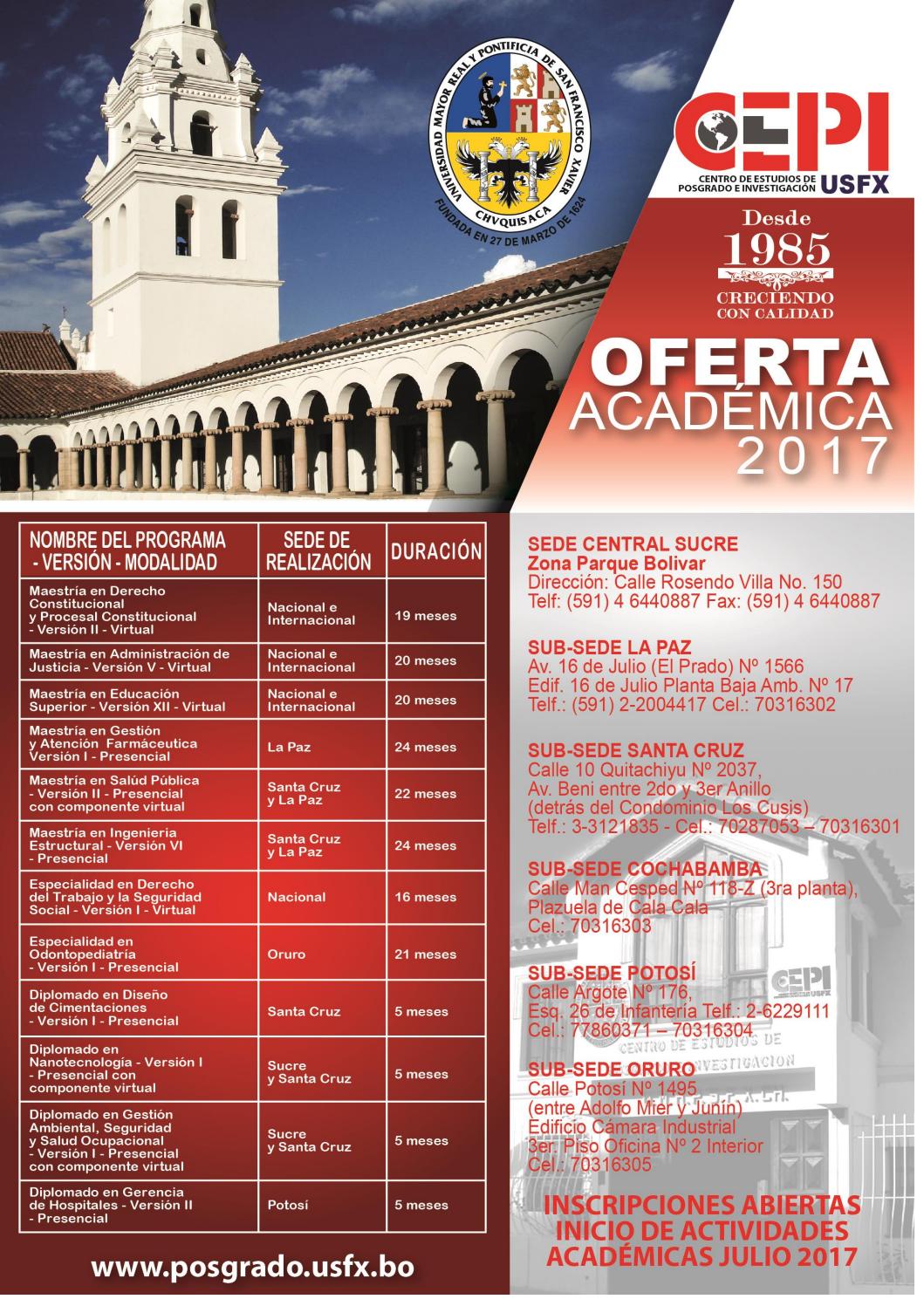 Oferta cepi 2017 by CEPI USFX - Issuu