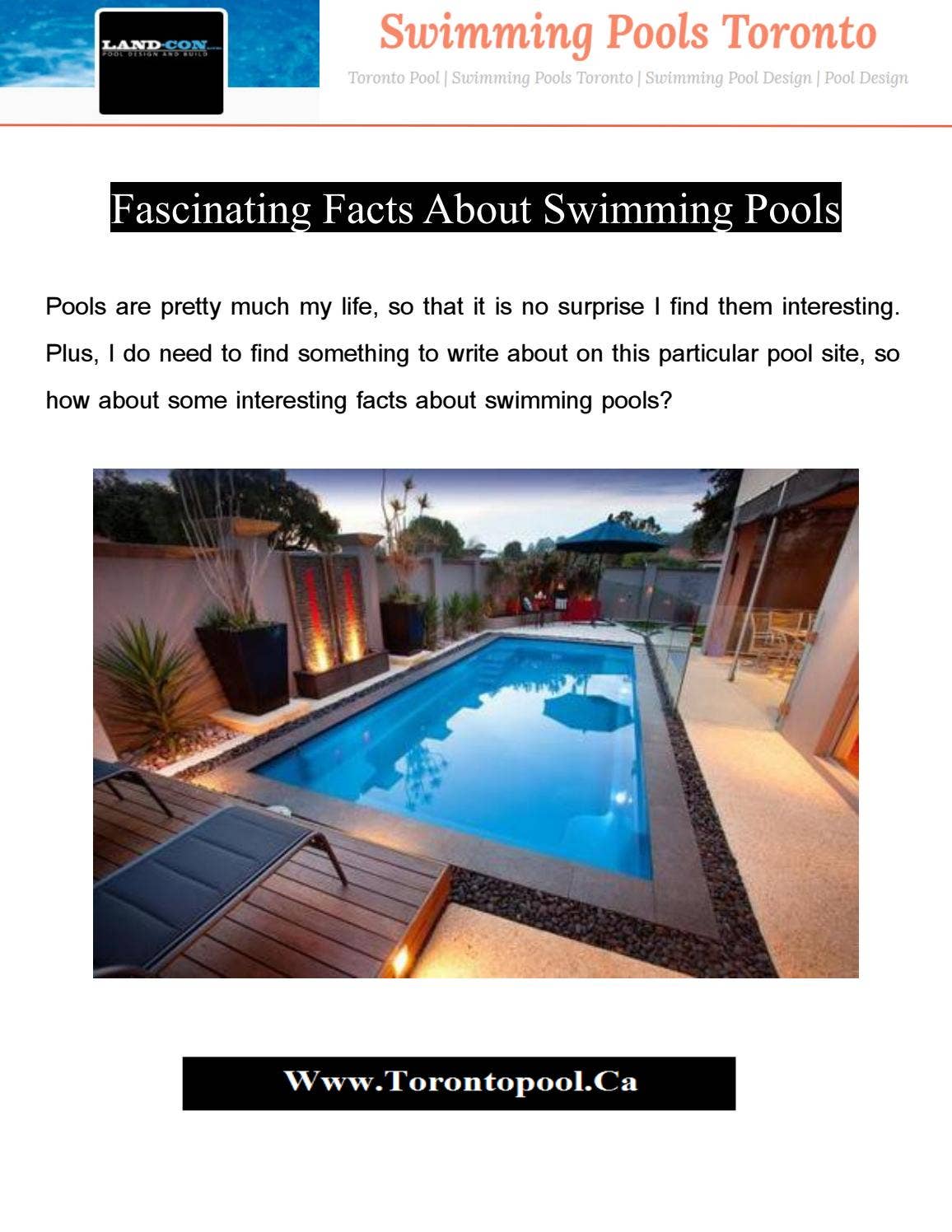 Fascinating facts about swimming pools by Toronto Pool Landcon - Issuu