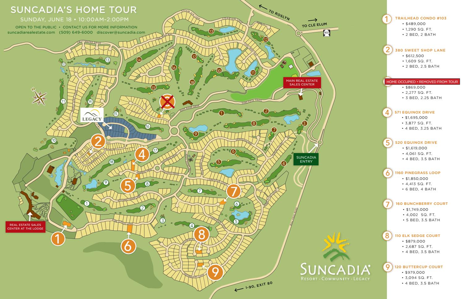 Home Tour Map June 2017 by Suncadia Resort - Issuu