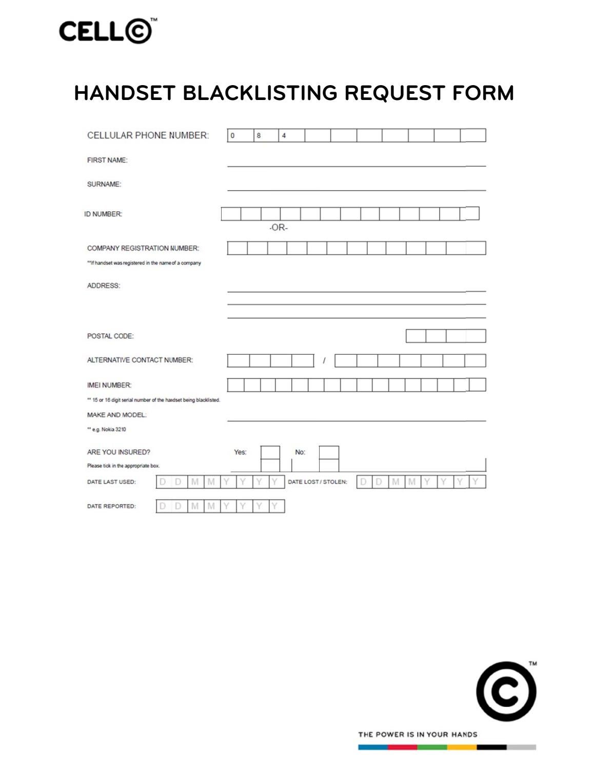 Blacklisting handset form by Cell C South Africa - Issuu