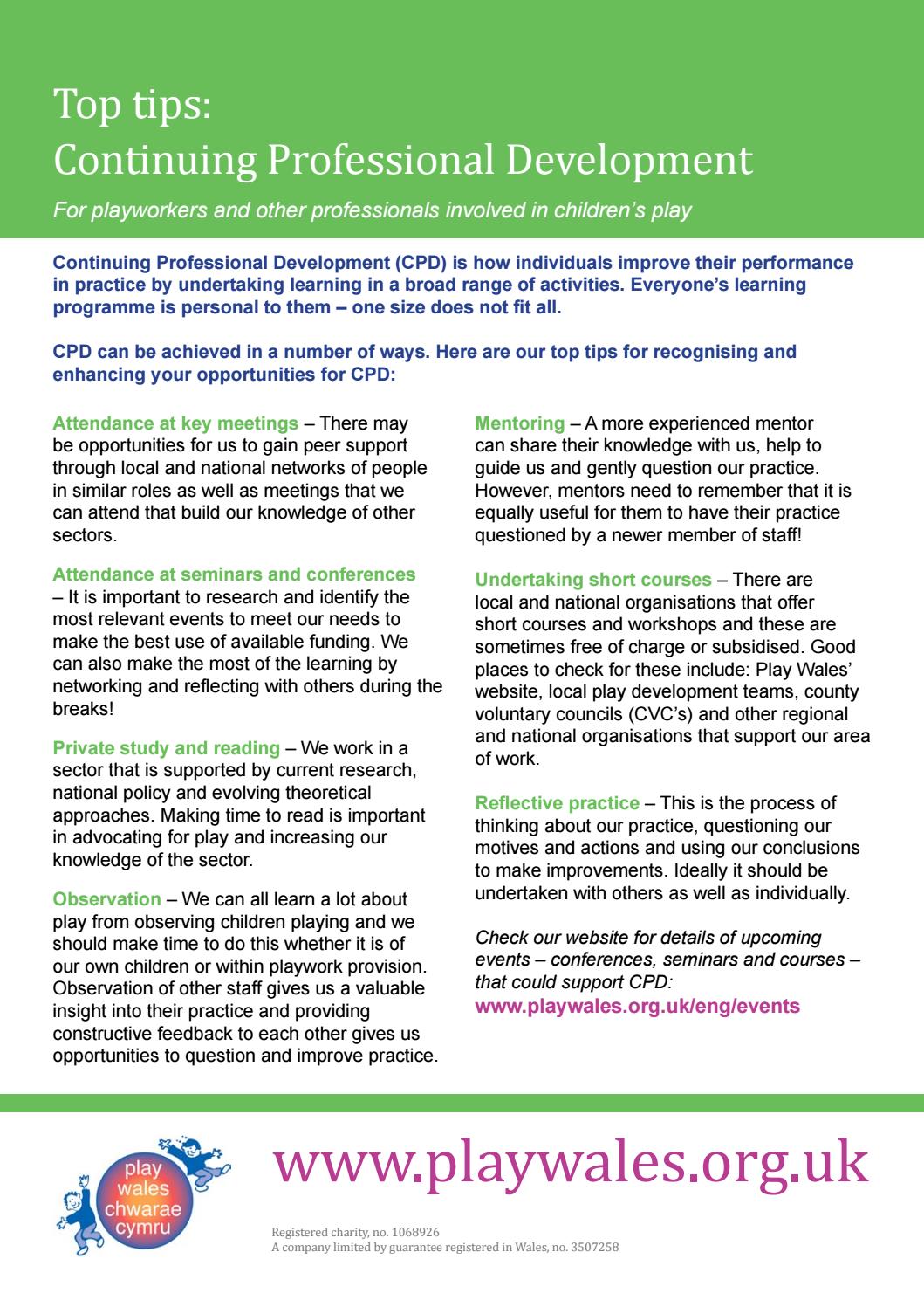 Top tips: Continuing Professional Development by Play Wales - Issuu