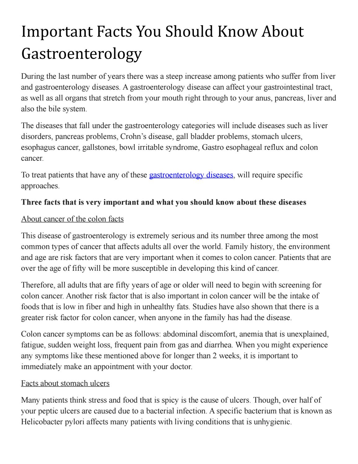 Important Facts You Should Know About Gastroenterology by Emmakal - Issuu