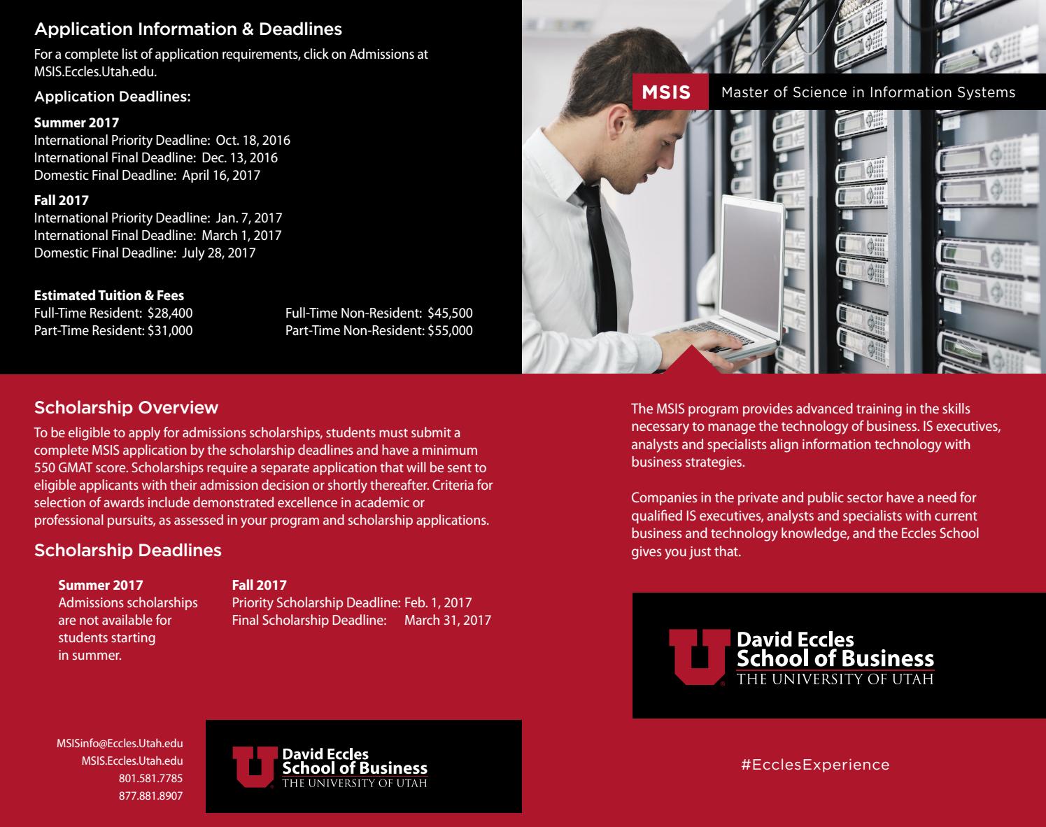 MSIS Brochure by David Eccles School of Business - Issuu