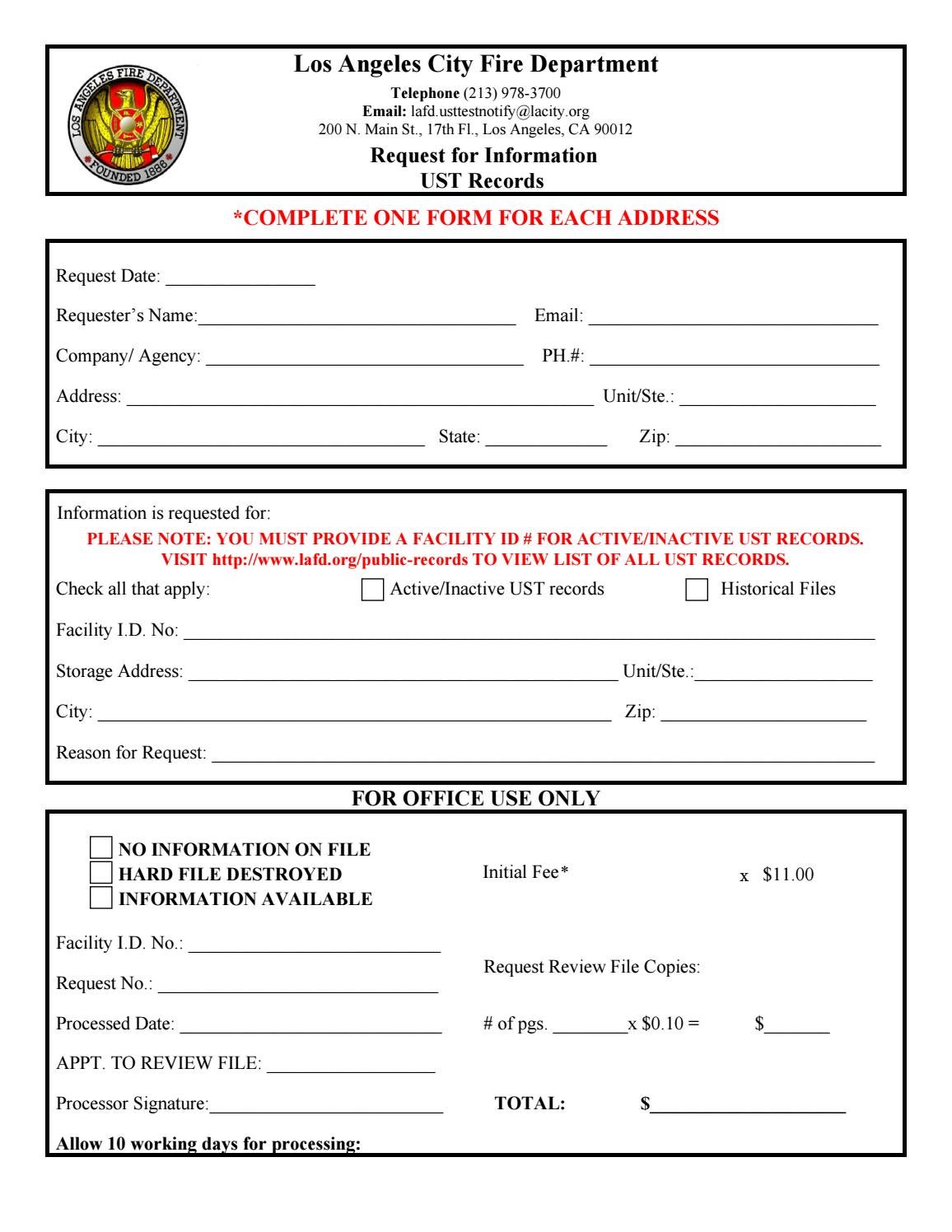 Request for Information - UST by Los Angeles Fire Department - Issuu