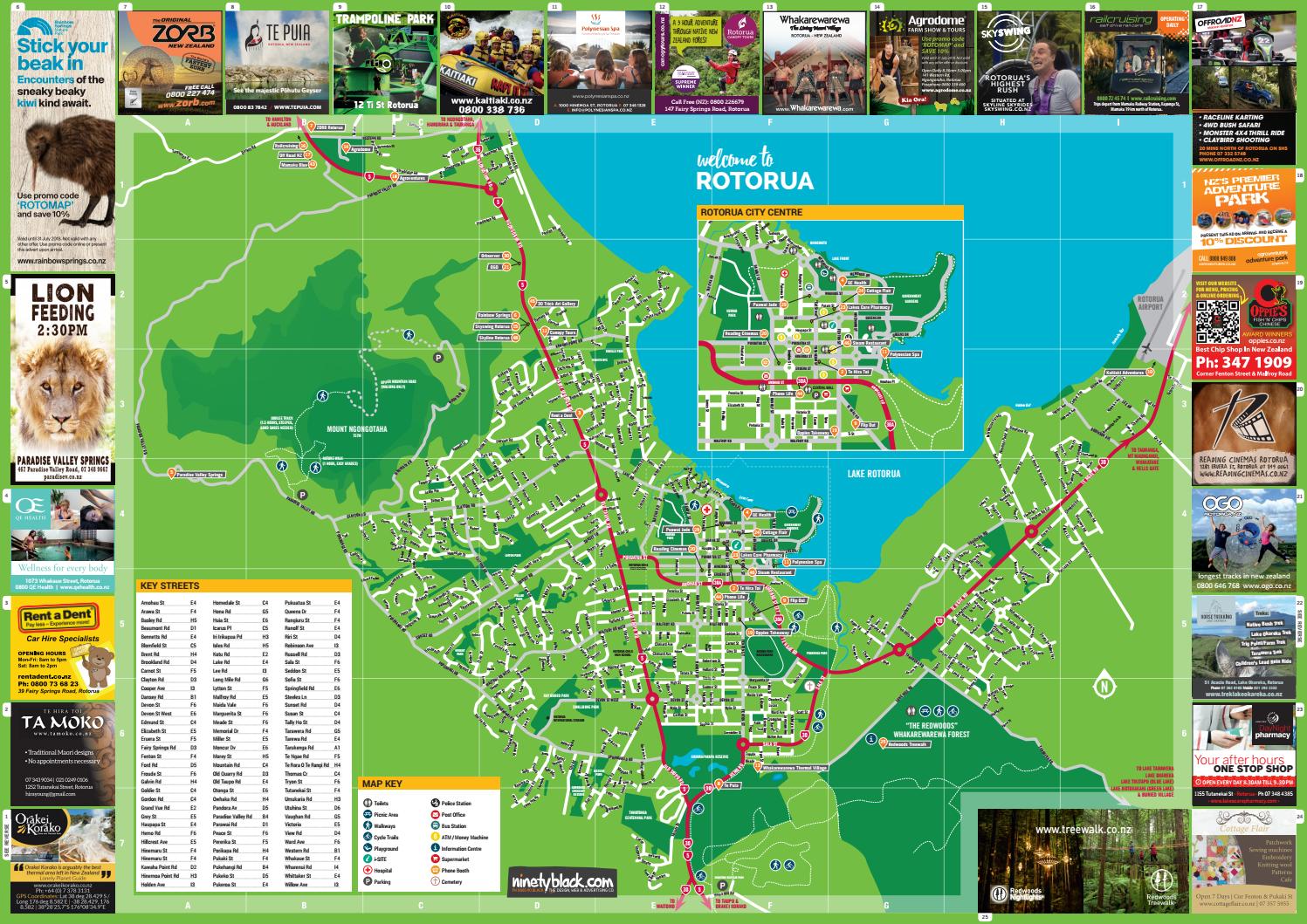 Rotorua Visitor Map 2017 By Ninetyblack Issuu