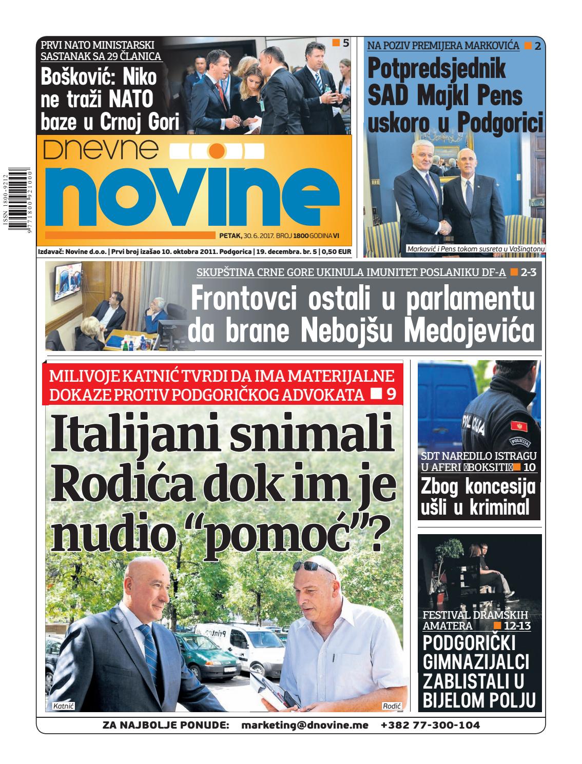 Dnevne novine 30. jun 2017. by Dnevne Novine - Issuu