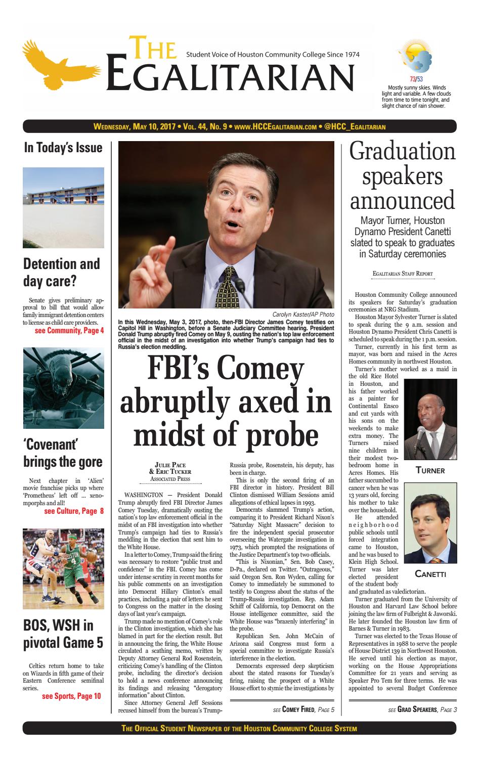 The May 10, 2017 issue of The Egalitarian by The HCC Egalitarian - Issuu