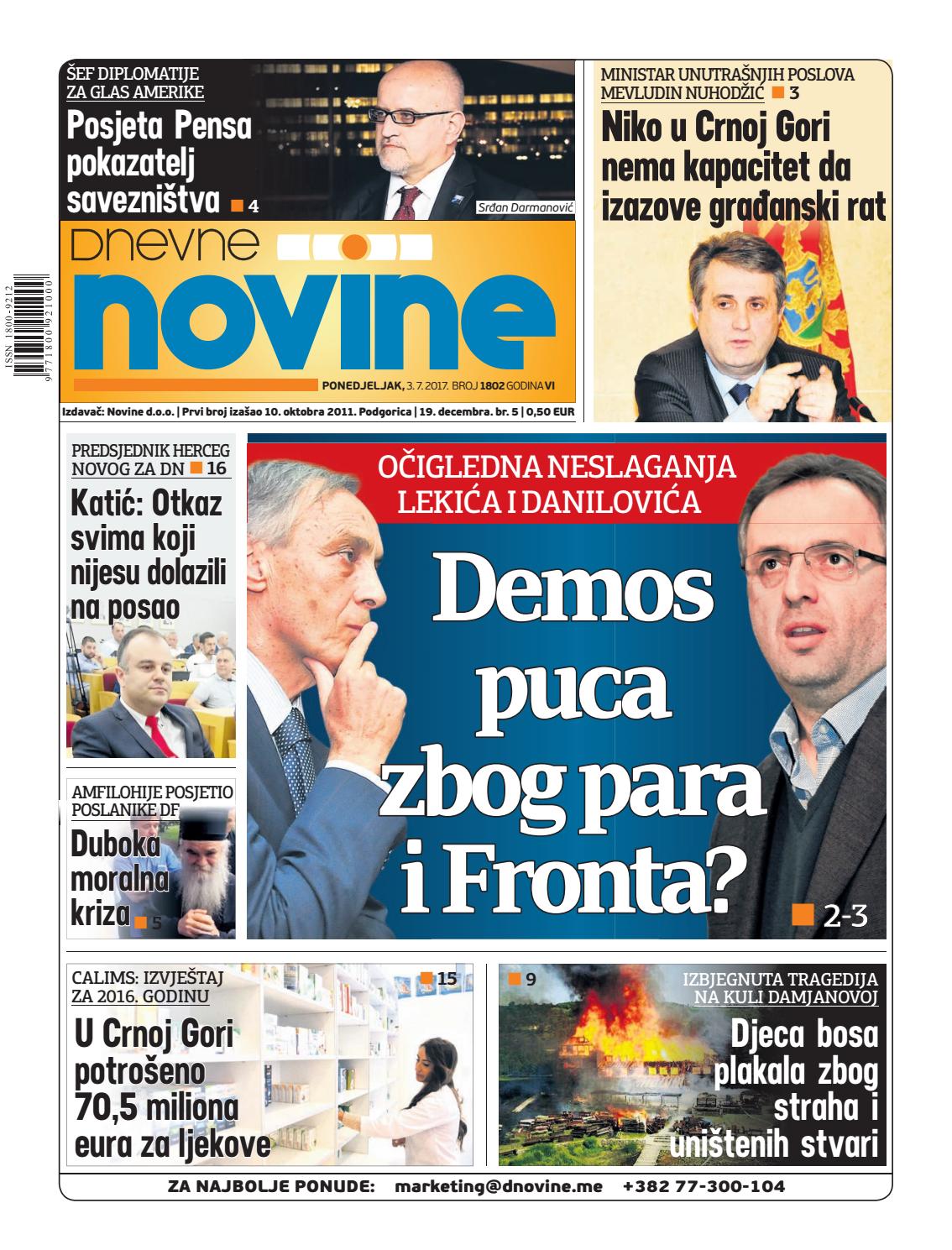 Dnevne novine 3. jul 2017. by Dnevne Novine - Issuu