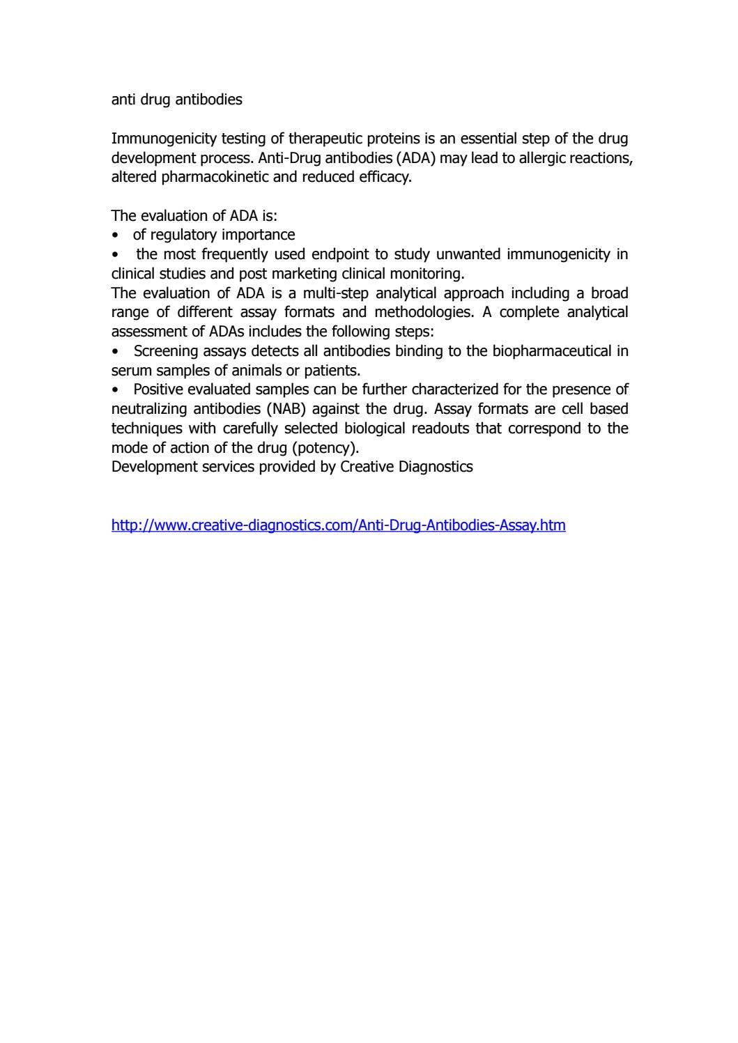 Anti drug antibodies by Creative Diagnostics - Issuu