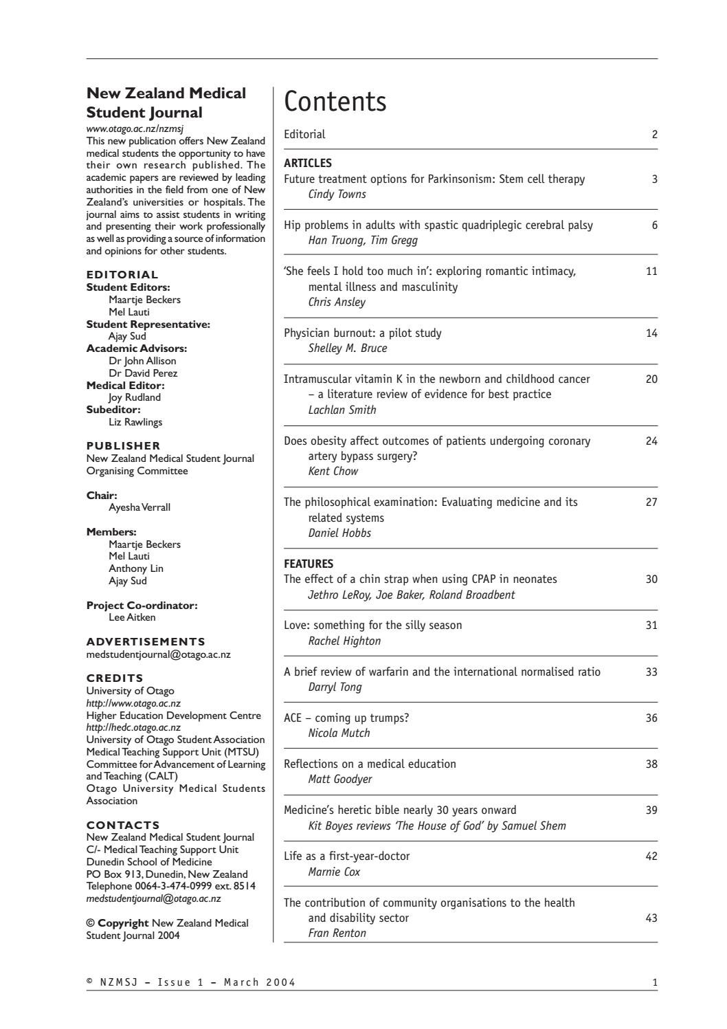 Issue 1 by New Zealand Medical Student Journal - Issuu