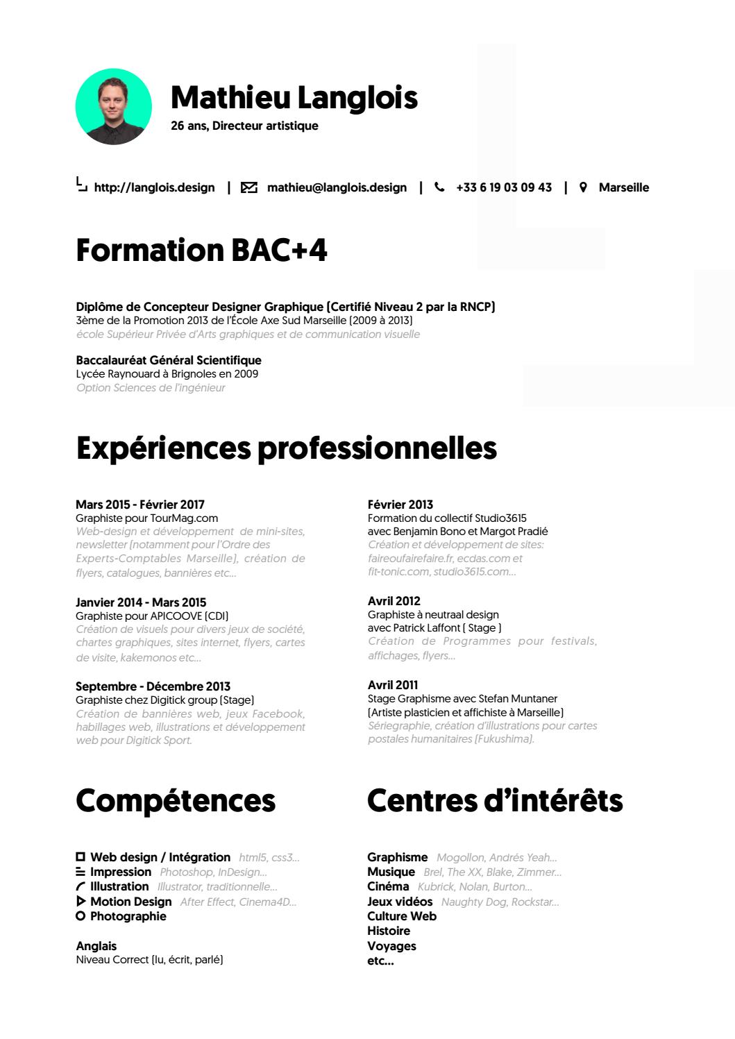 CV - Mathieu Langlois by Mathieu Langlois - Issuu