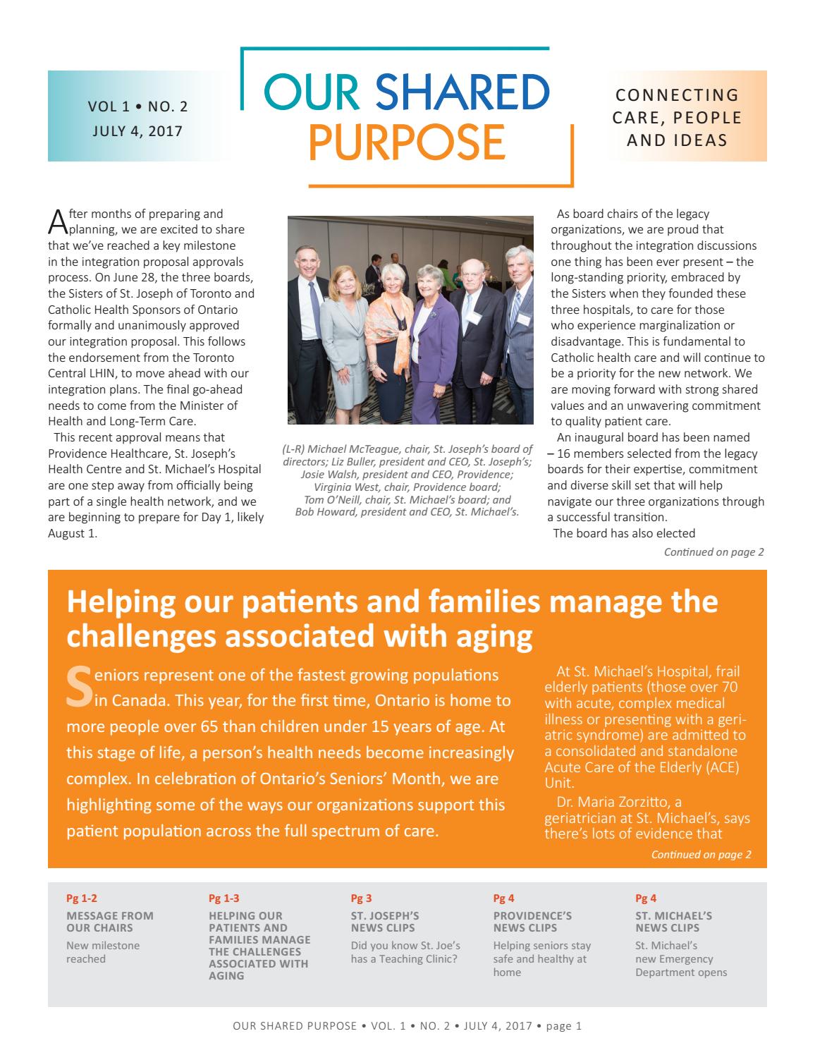 Our Shared Purpose newsletter - July 2017 by St. Michael's Hospital - Issuu