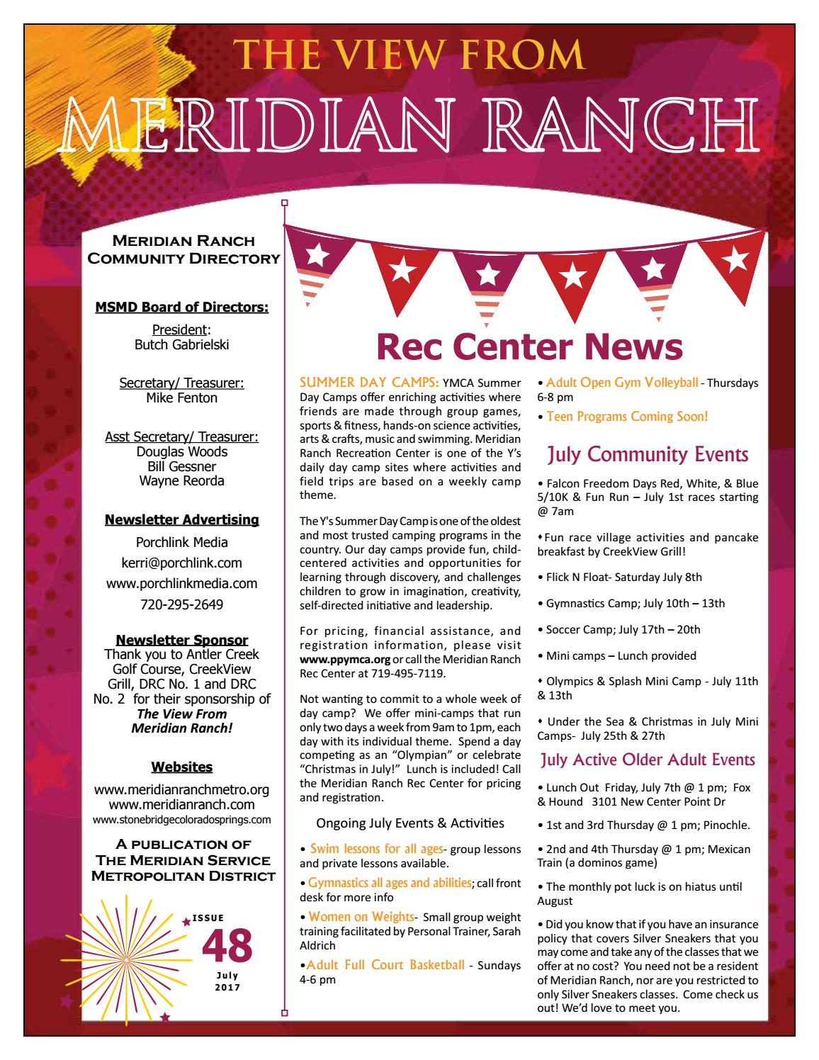 July 2017 Meridian Ranch Newsletter by Meridian Ranch - Issuu
