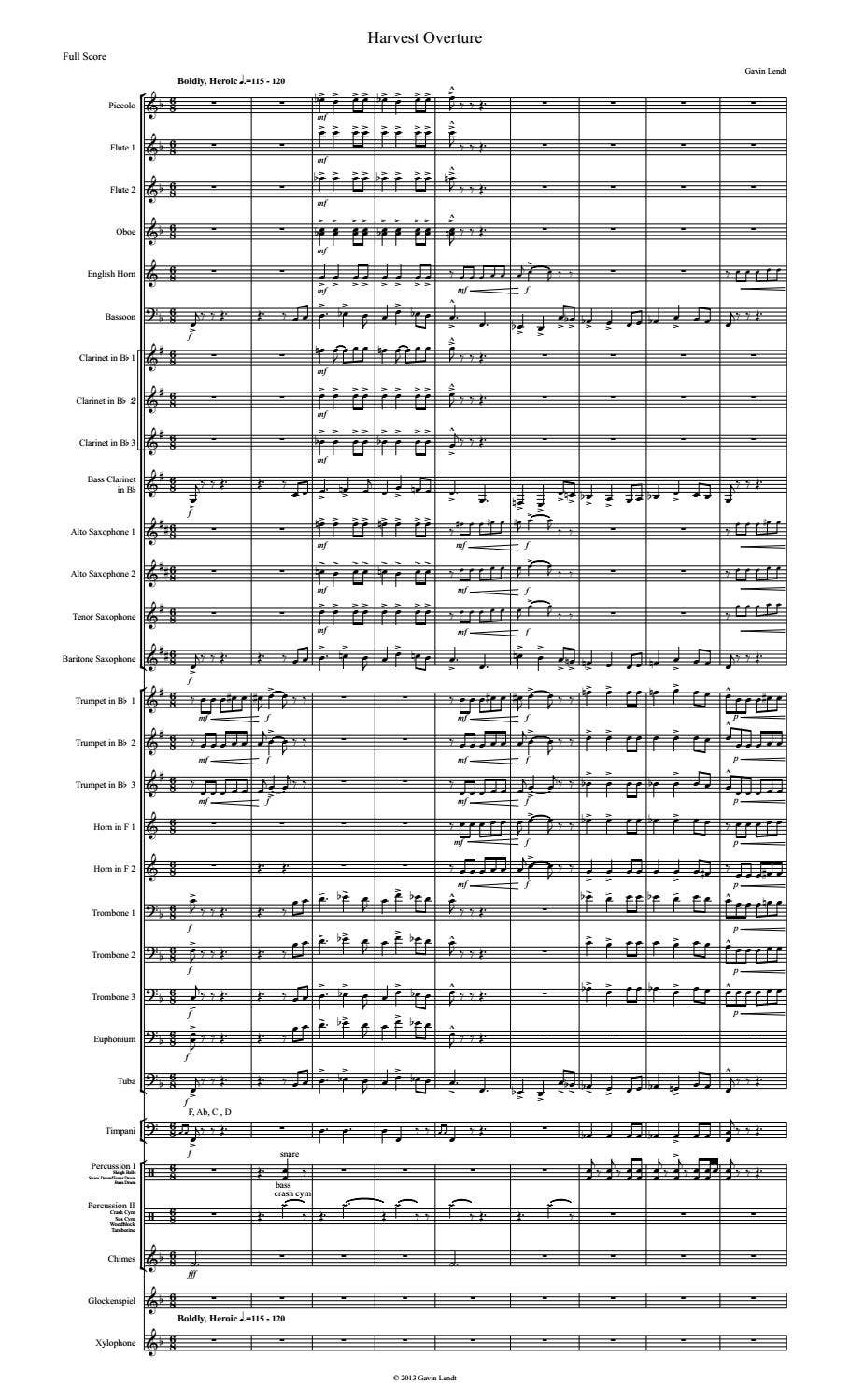 Harvest Overture for Band by Gavin Lendt - Issuu