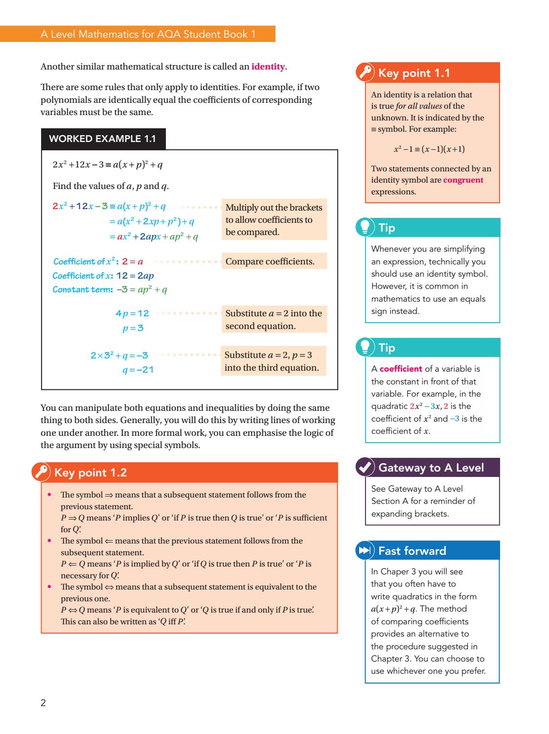 Preview A Level Mathematics for AQA Student Book 1 (AS/ Year 1) by ...
