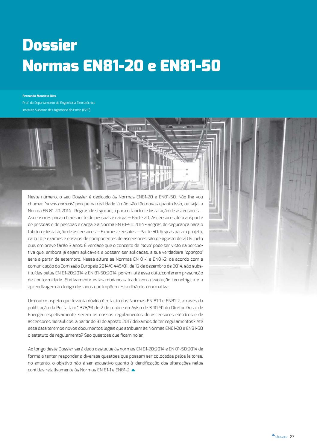 Dossier: Normas EN81-20 e EN81-50 by cie - Issuu