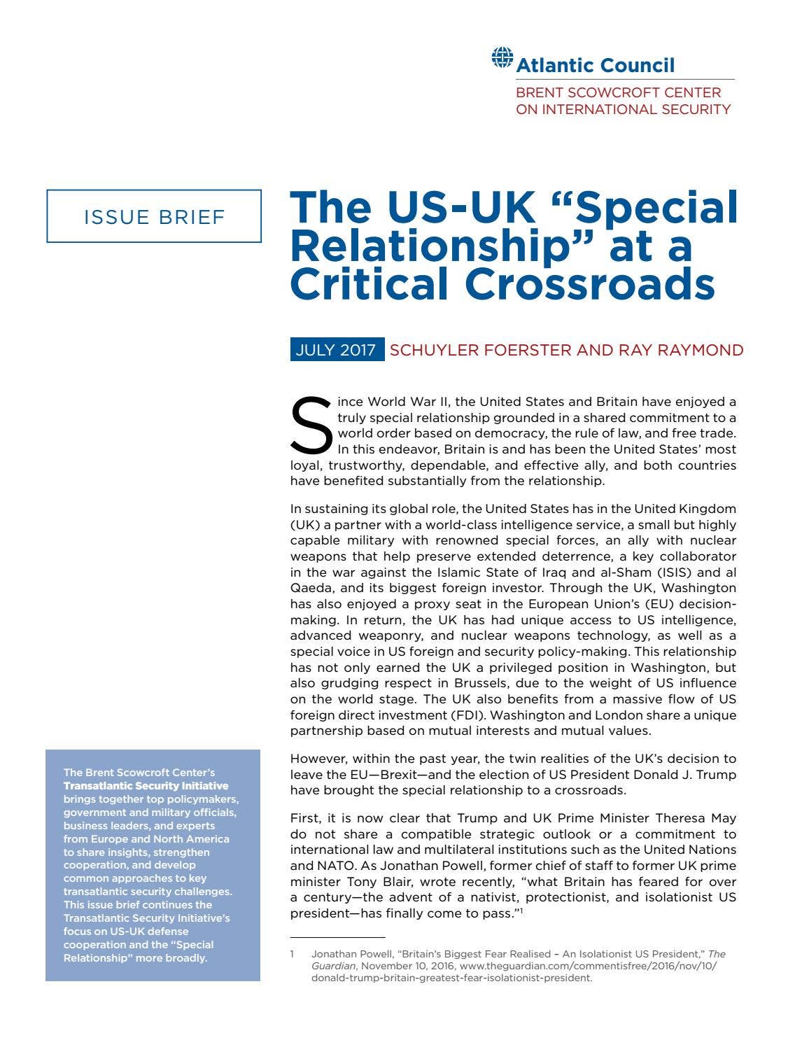 The US-UK “Special Relationship” at a Critical Crossroads by Atlantic ...