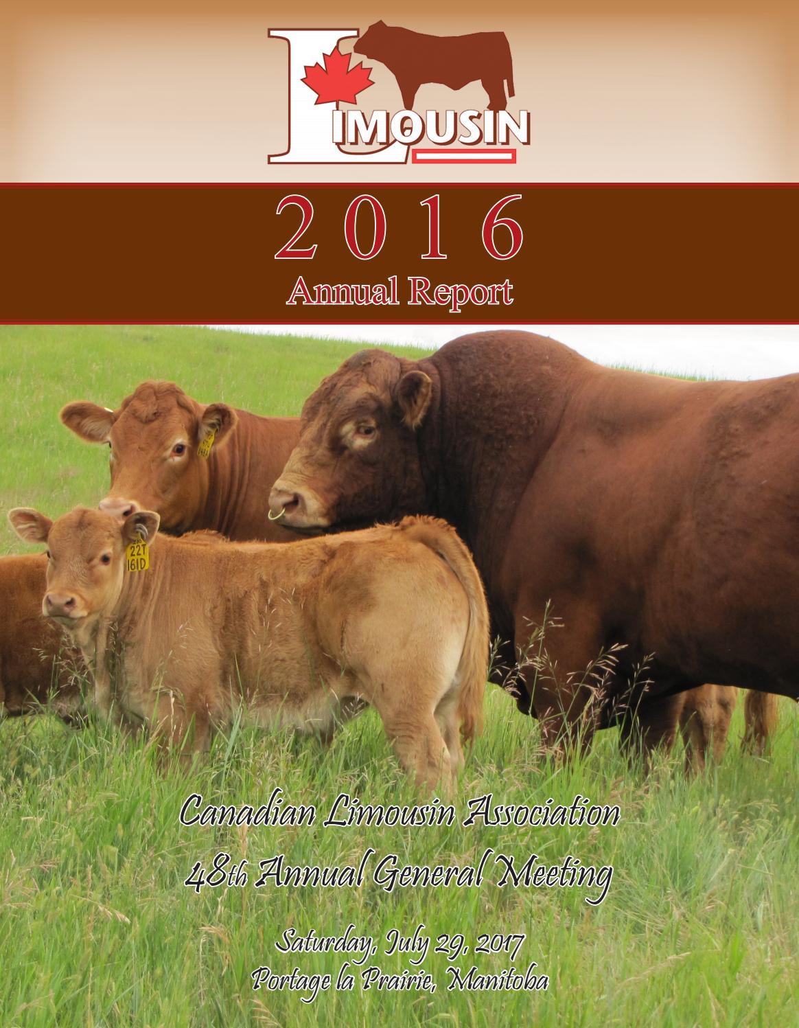 2016 Canadian Limousin Association Annual Report by Canadian Limousin ...
