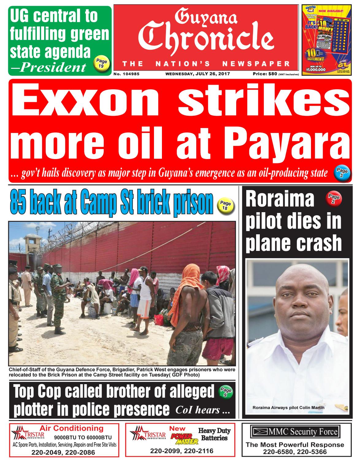 Guyana Chronicle Epaper 26 07 2017 by Guyana Chronicle - Issuu