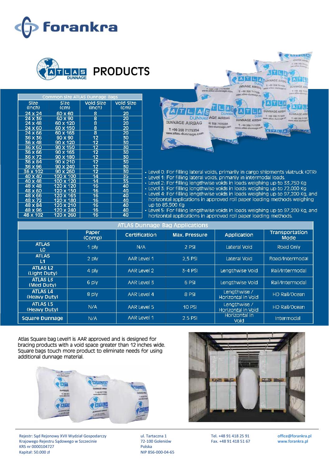 Dunnage bags size details by Forankra - Issuu