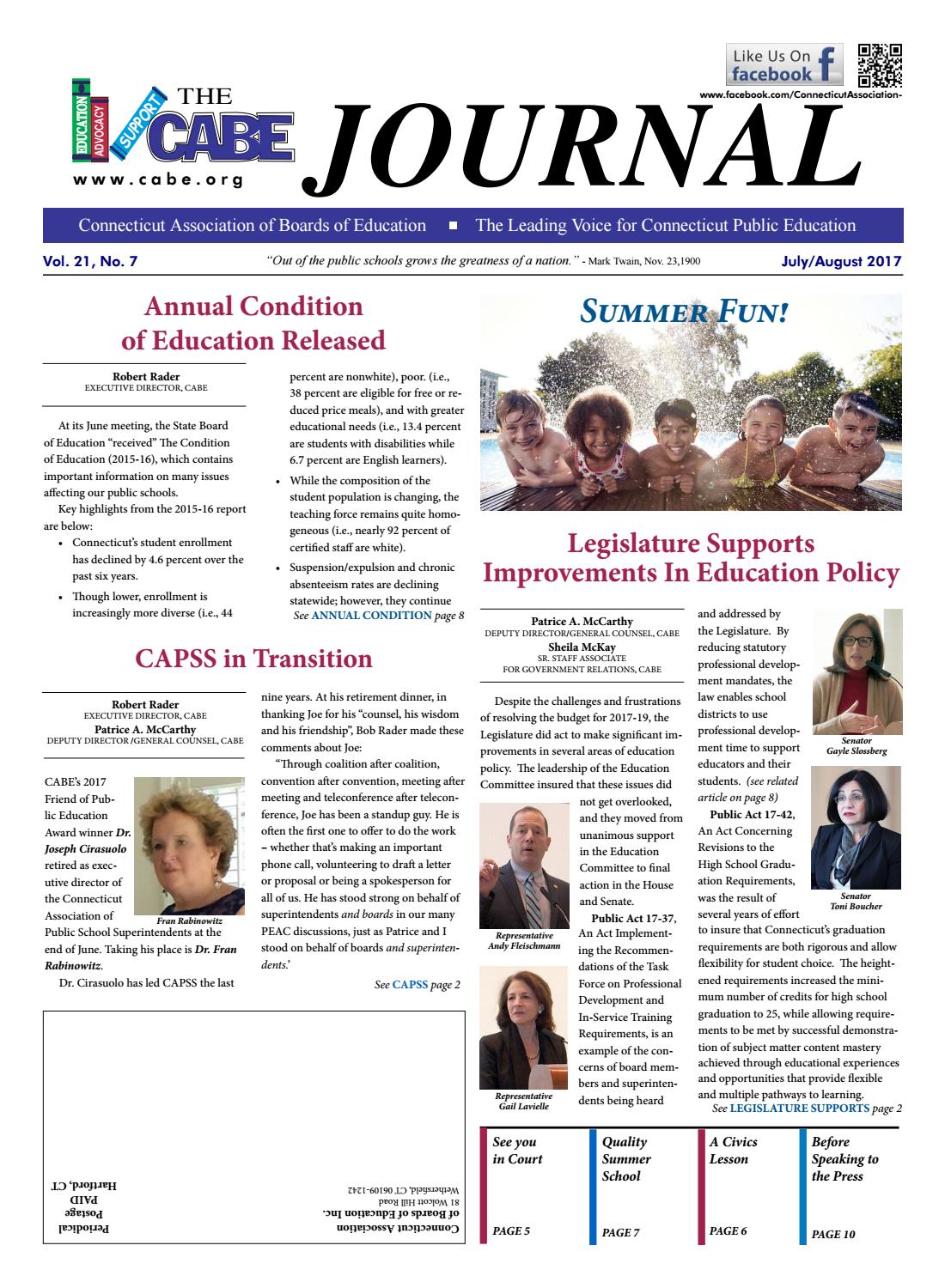 CABE Journal - July/August 2017 by Wilmarie Newton - Issuu