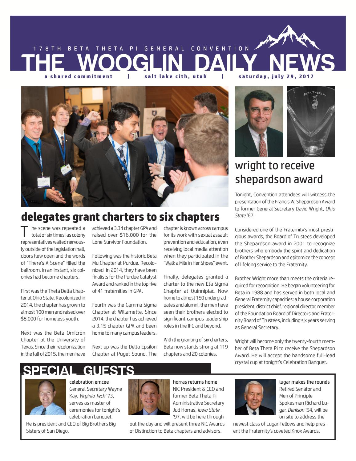 Saturday's Wooglin Daily News - 178th General Convention by Beta Theta ...