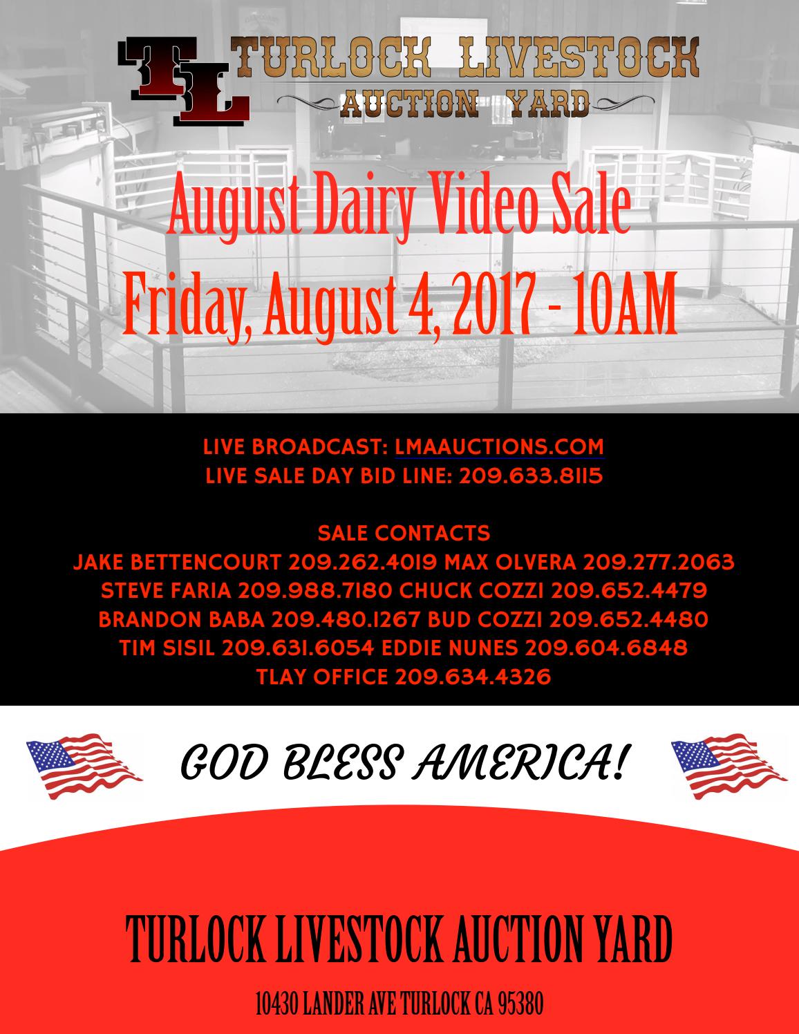TLAY AUGUST 2017 DAIRY VIDEO SALE CATALOG by TURLOCK LIVESTOCK AUCTION ...