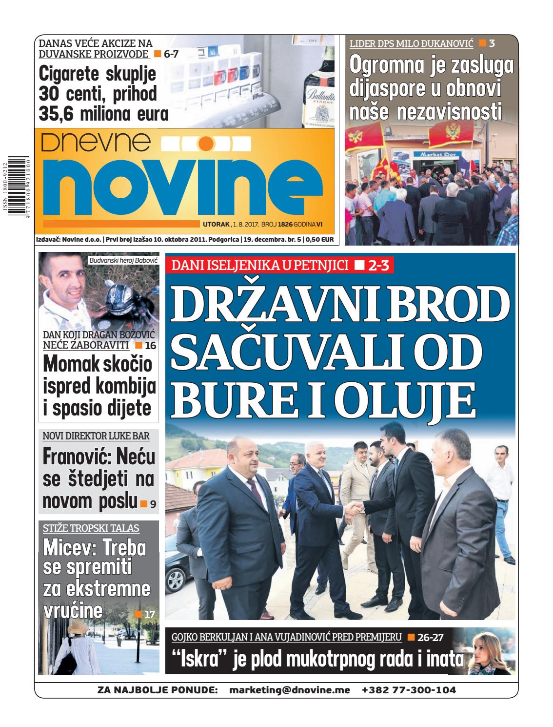 Dnevne novine 1. avgust 2017. by Dnevne Novine - Issuu