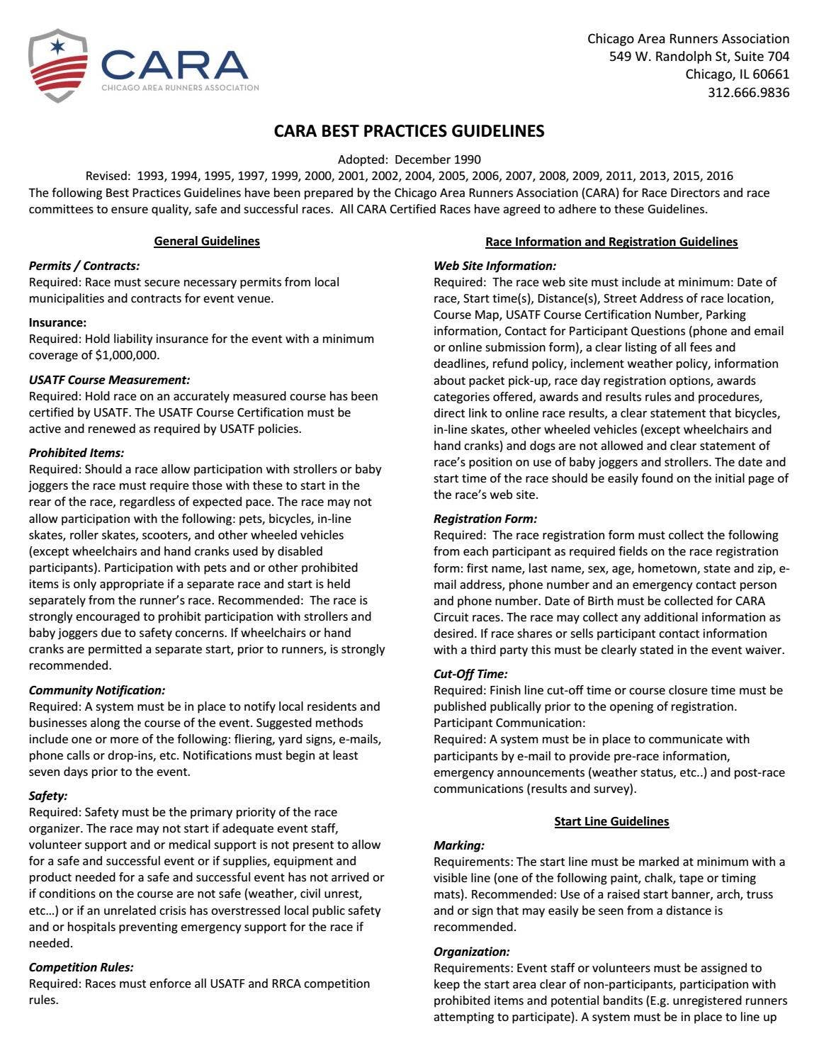 2017 CARA Best Practice Guidelines by CARA - Issuu