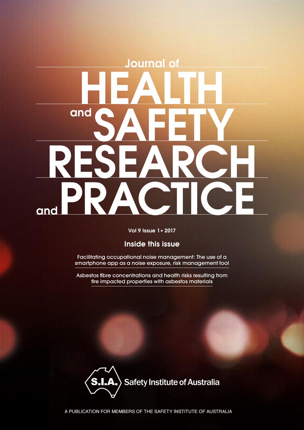 Journal of Health & Safety Research & Practice Volume 9 Issue 1 by ...