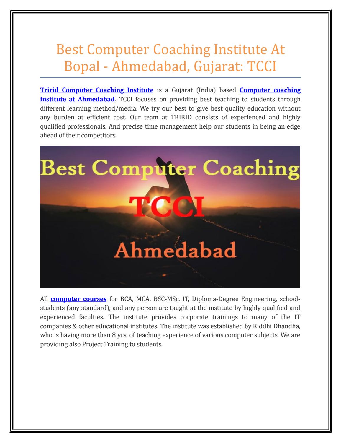Best computer coaching institute at bopal ahmedabad, gujarat tcci by ...