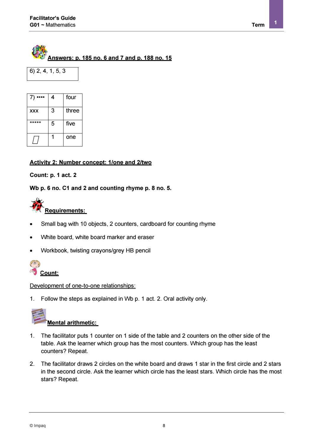 Gr 1 Mathematics facilitator’s guide by Impaq - Issuu