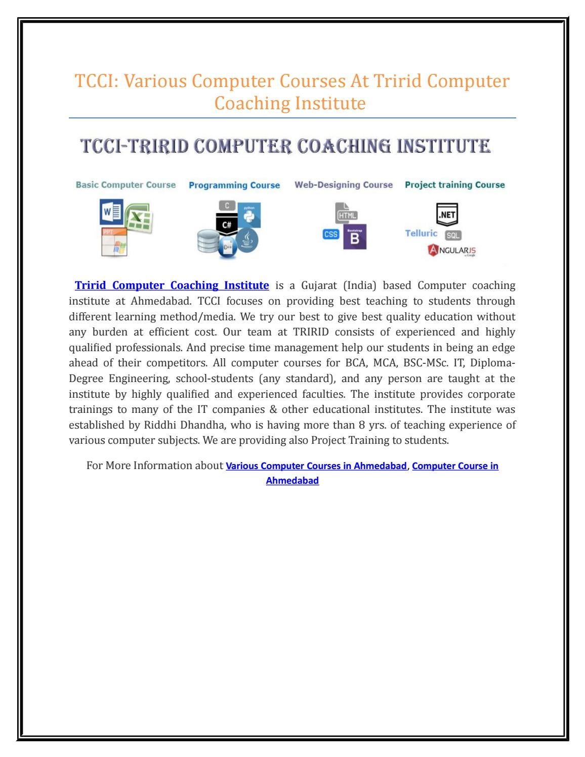 Tcci various computer courses at tririd computer coaching institute by ...
