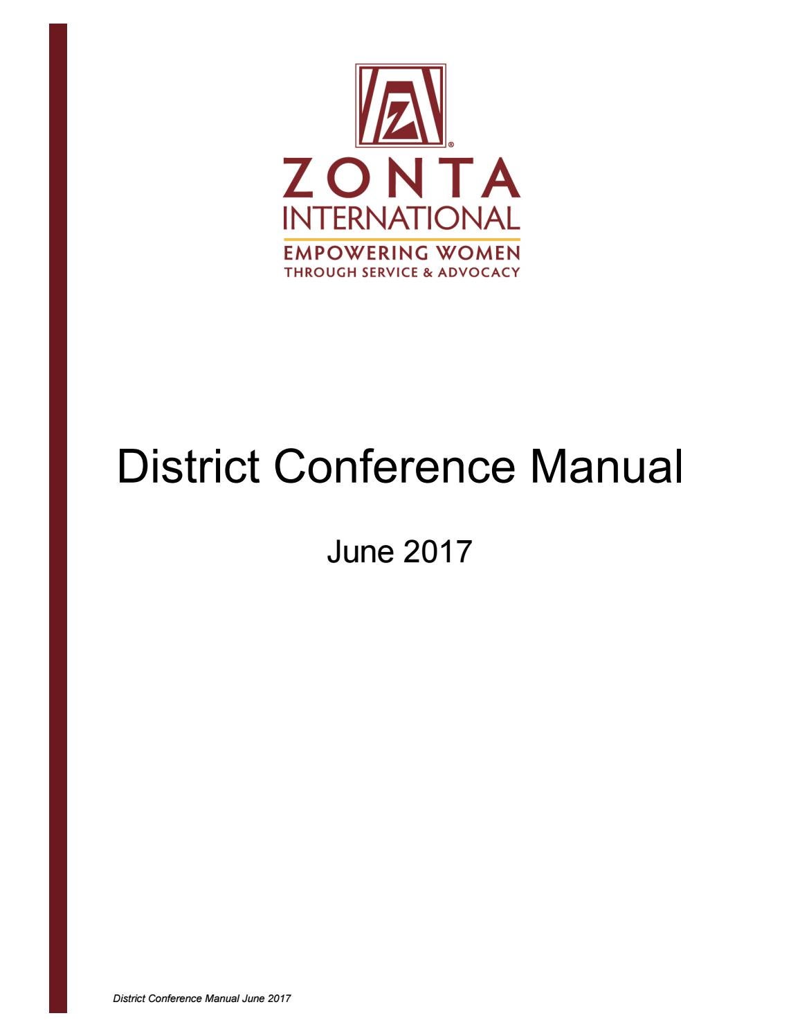 District conference manual by Zonta International - Issuu