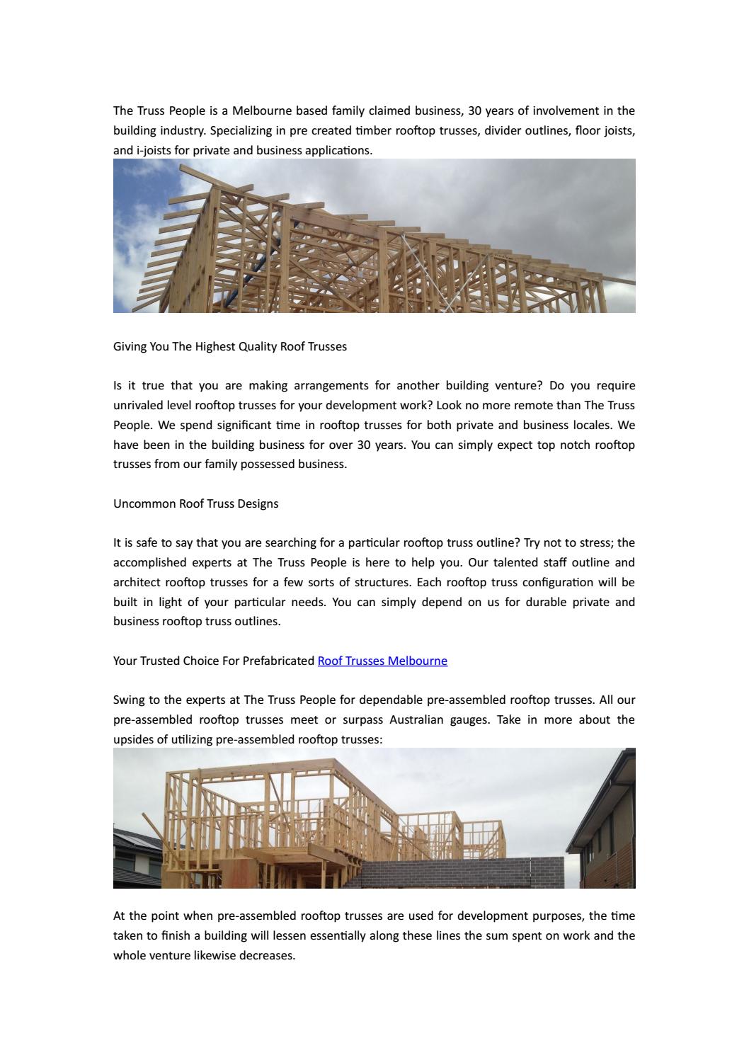 Roof Trusses Melbourne by The Truss People - Issuu