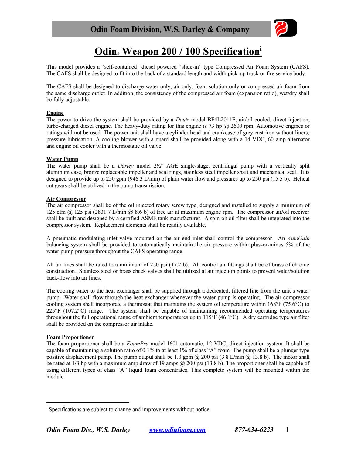 Odin® Weapon 200 100 Spec Sheet by Darley - Issuu