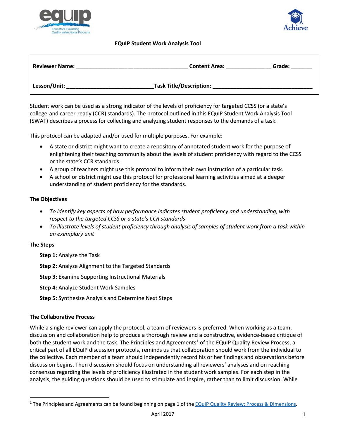 Student Work Analysis Tool by NextGenScience - Issuu