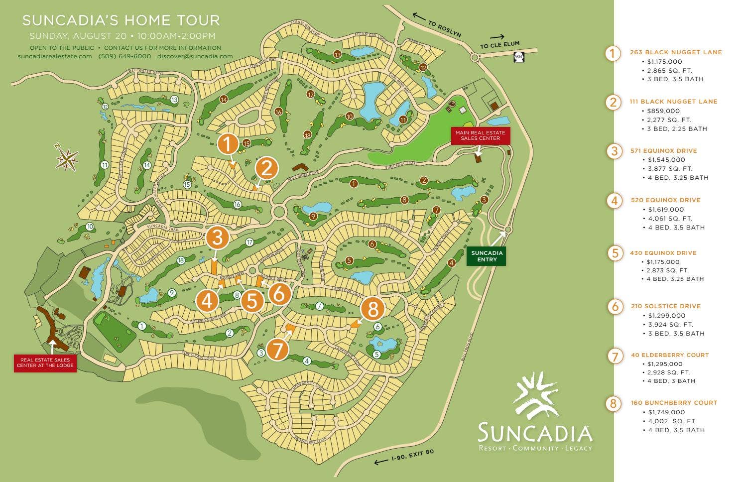 Home Tour Map August 2017 by Suncadia Resort - Issuu