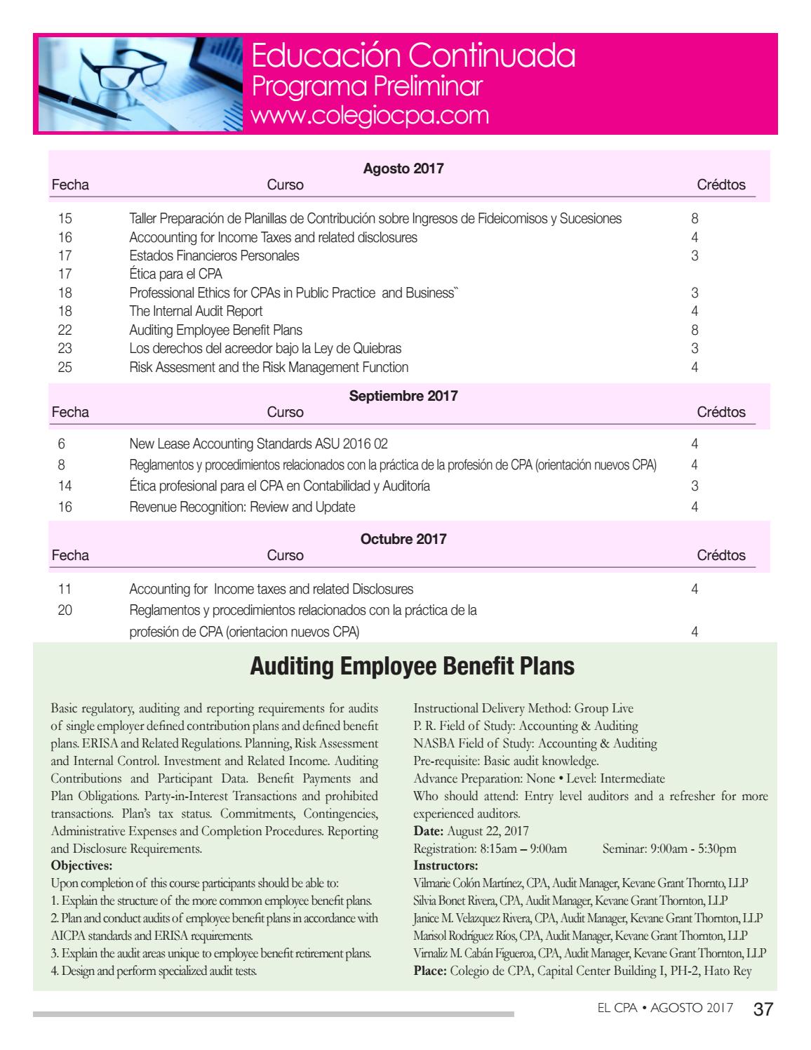 Revista El CPA (Agosto 2017) by Colegio de CPA PR - Issuu