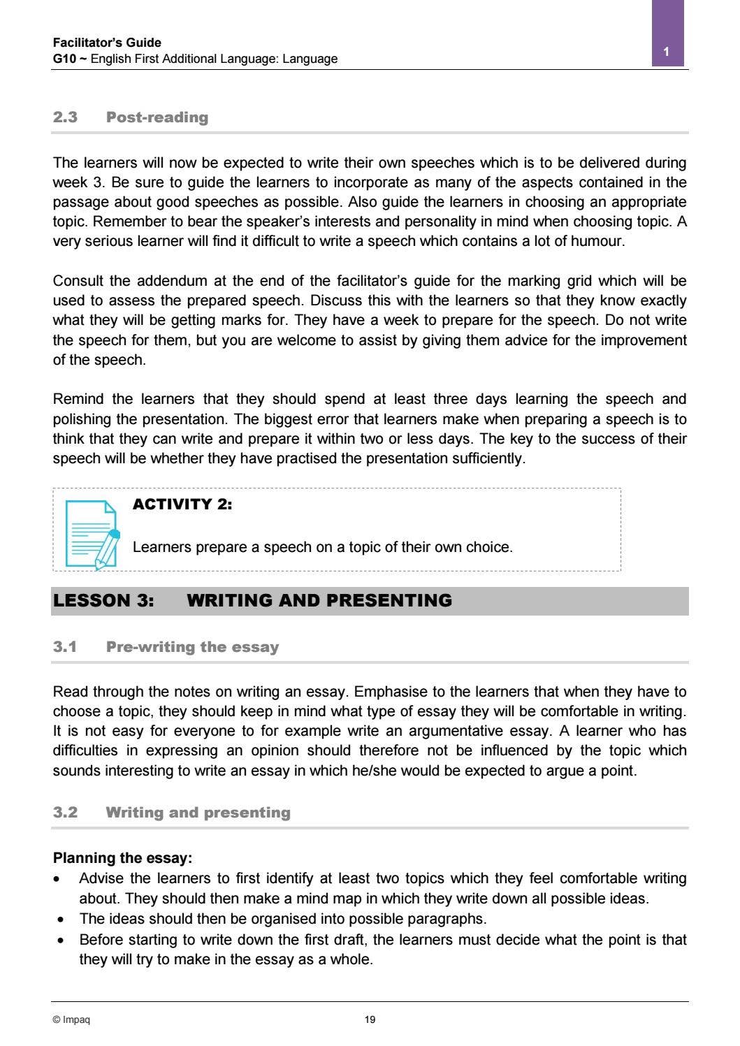 G 10 english first additional language facilitator’s guide by Impaq - Issuu