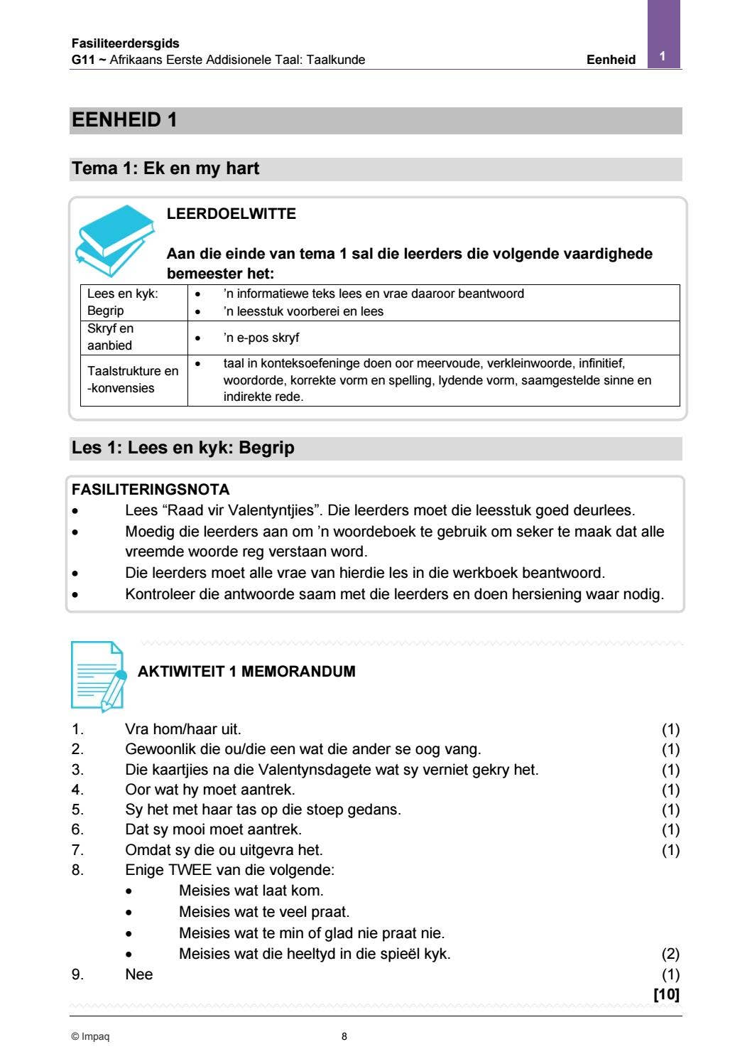 Gr 11 afrikaans eerste addisionele taal fasiliteerdersgids letterkunde ...