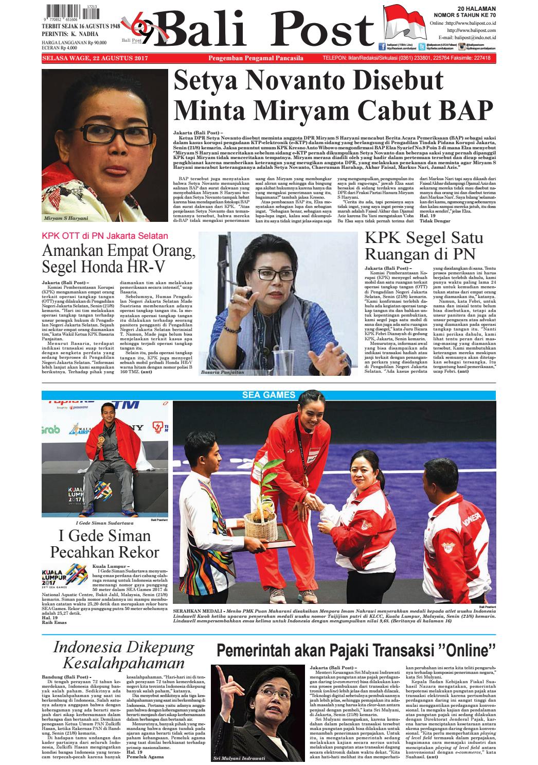 Edisi 22 Agustus 2017| Balipost.com by e-Paper KMB - Issuu