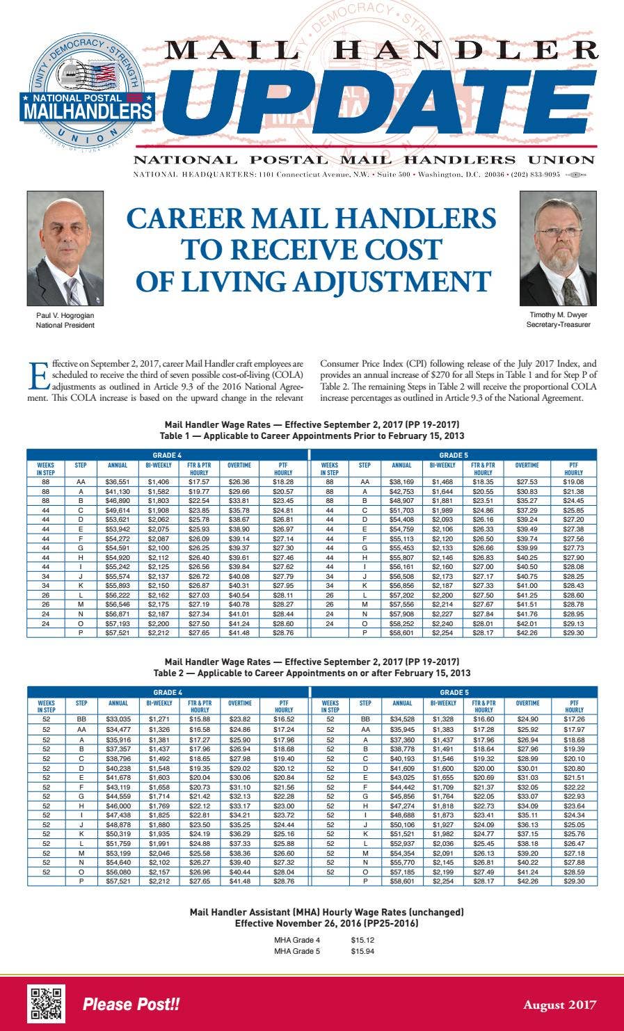 August 2017 Mail Handler Update by National Postal Mail Handlers Union ...