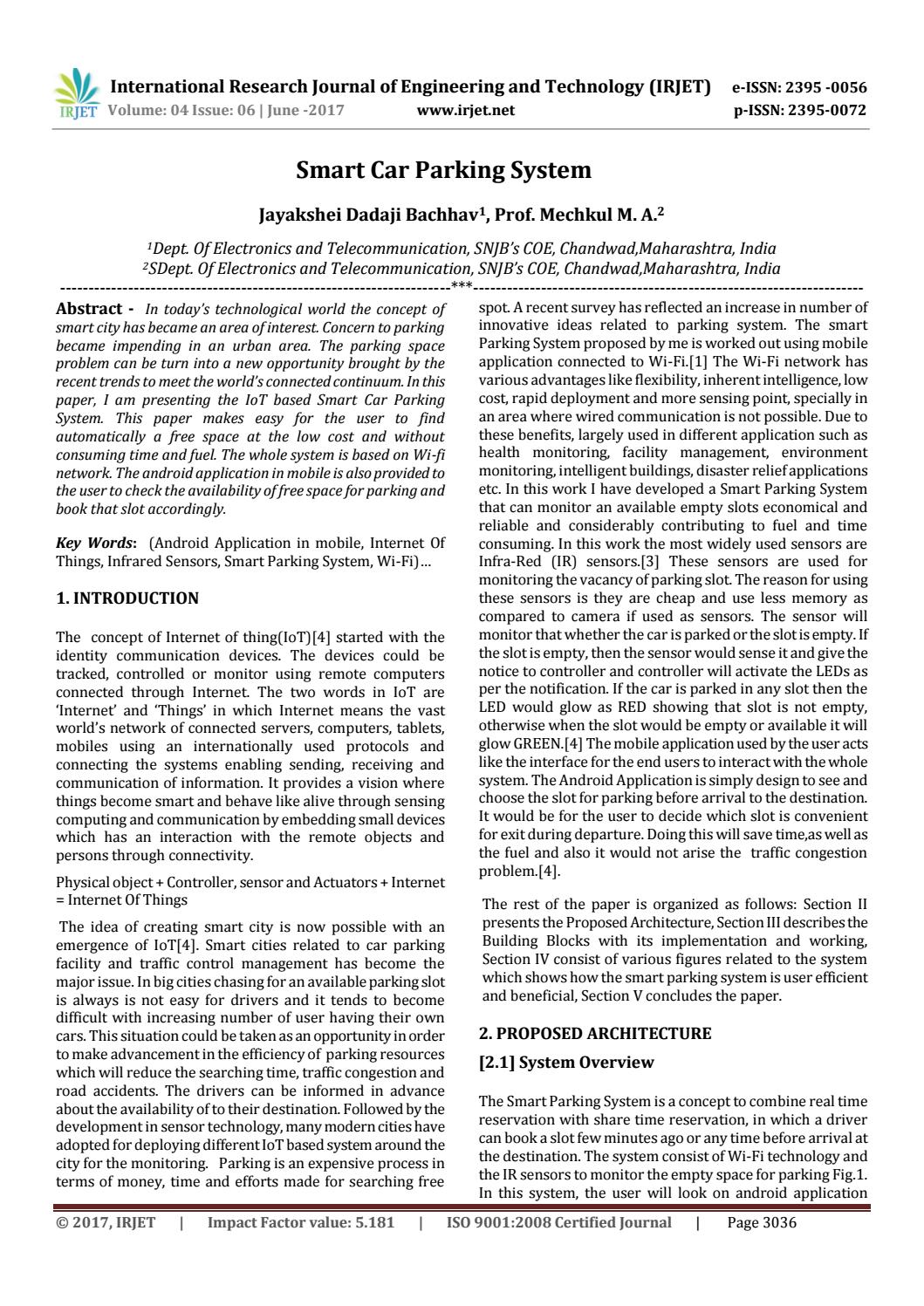 Smart Car Parking System by IRJET Journal - Issuu