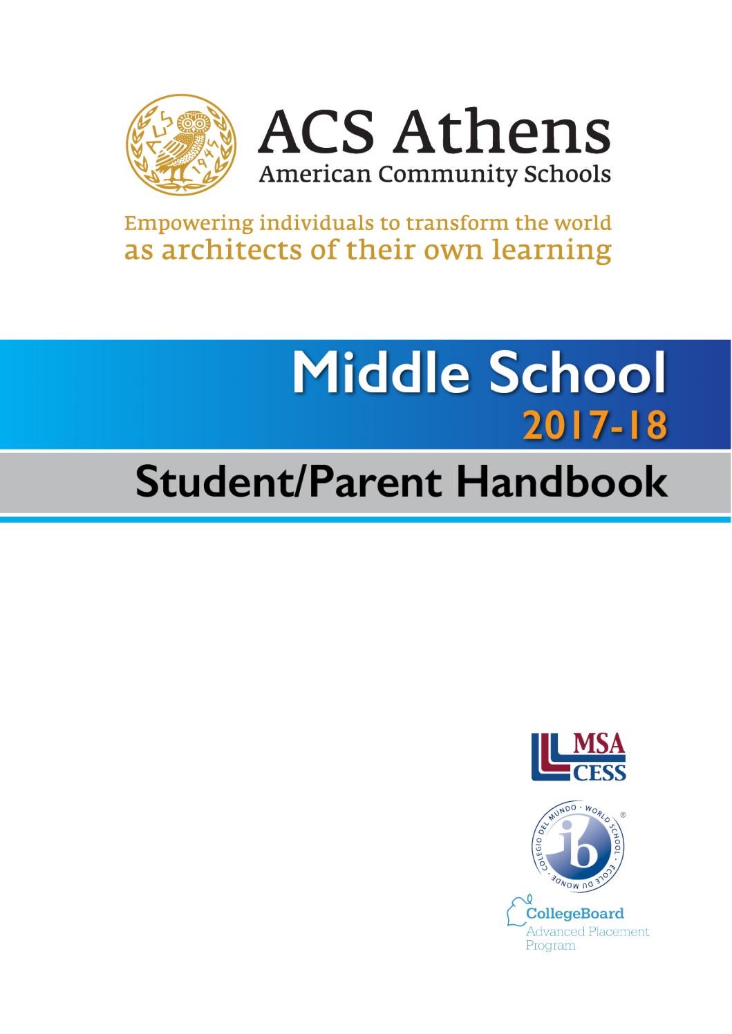 Middle School Student Parent Handbook 2017-18 by ACS Athens - Issuu